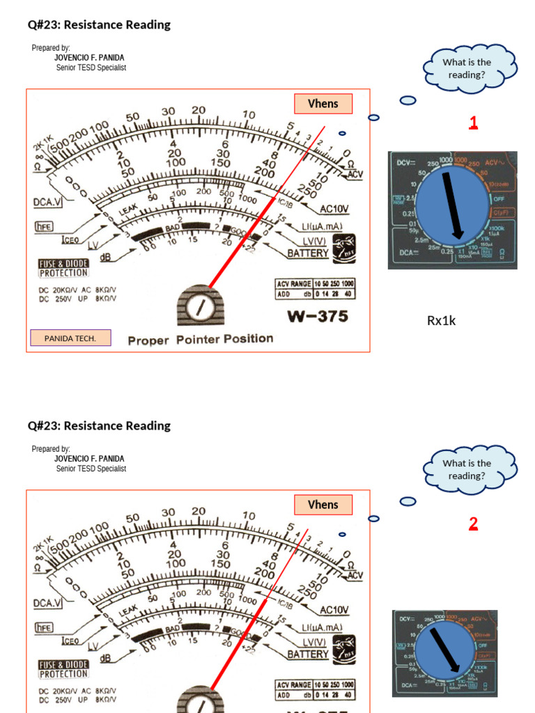 Ohmmeter Reading Quiz | PDF