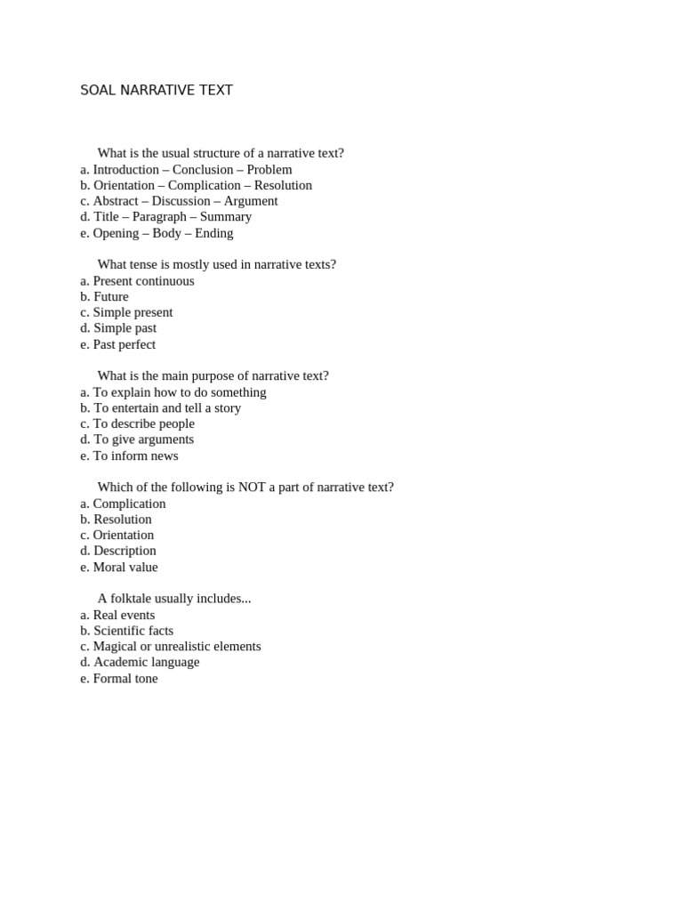 Narrative Text Question | PDF