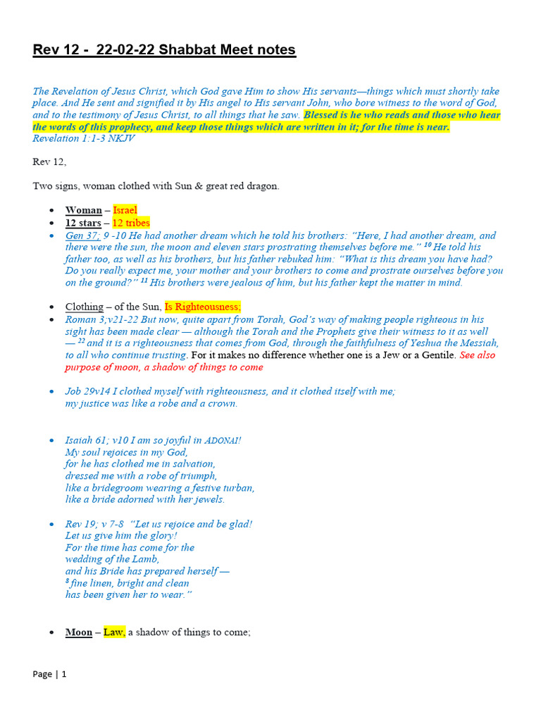 Rev 12 & 13 Shabbat Meet Notes Main (Part 1) | PDF | Horus | Deities