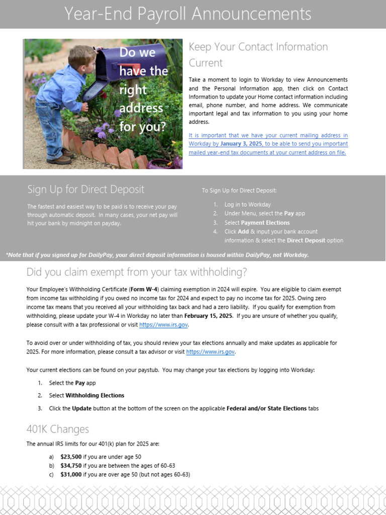 Year End Payroll Flyer Rev. 2024 | PDF | Taxes | Government Finances