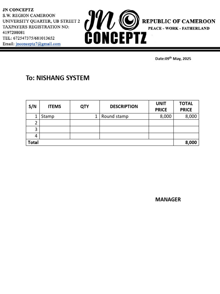 Invoice for Round Stamp Purchase | PDF