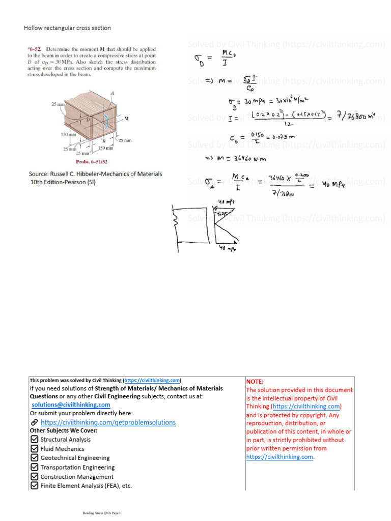 Hollow Rectangular Cross Section | PDF