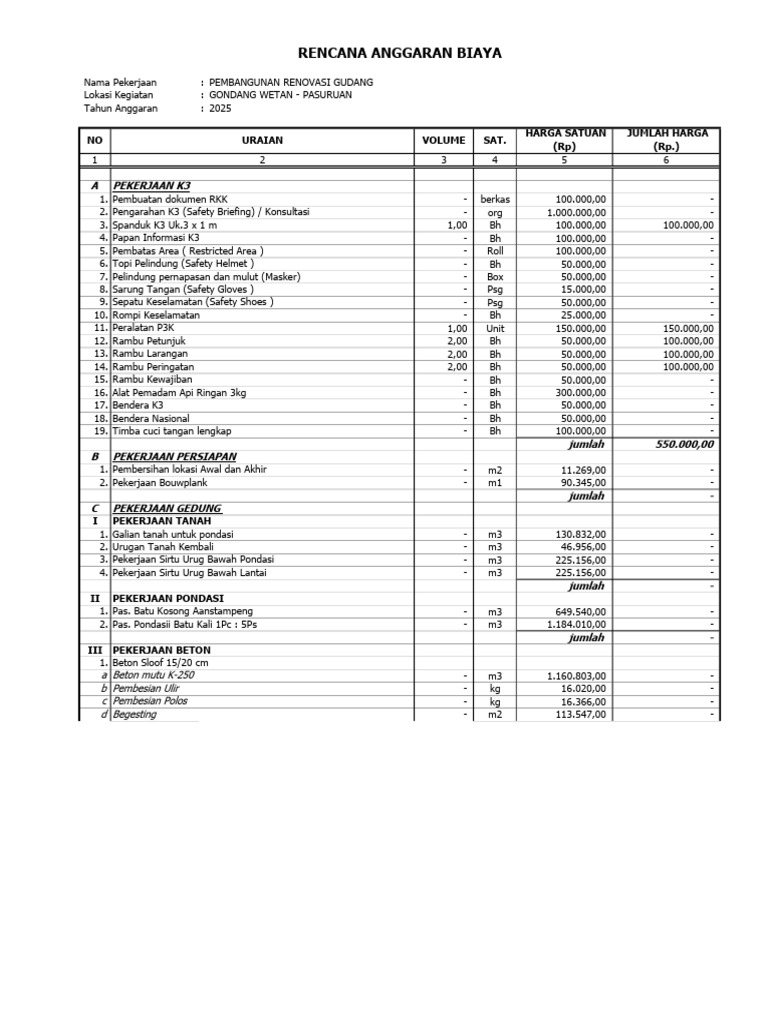Rab Renov - Gudang | PDF