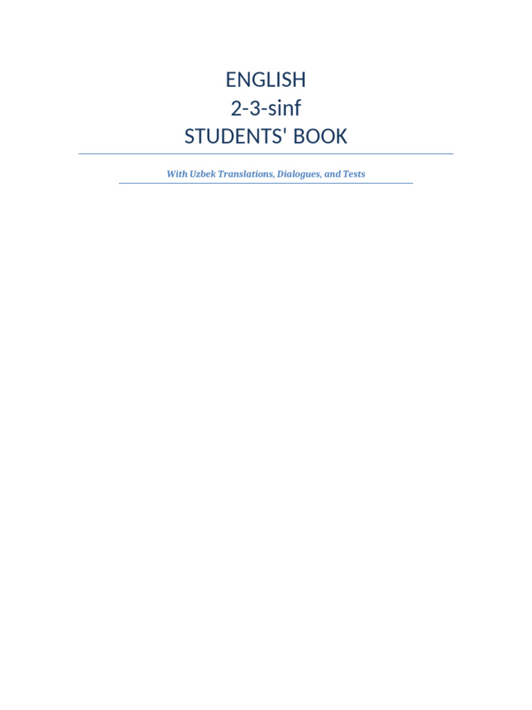 English Students Book 2-3sinf | PDF | Languages | Foreign Language Studies