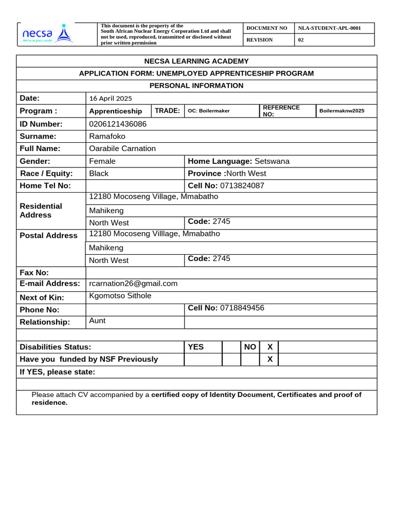 Application-New Student Personal Form | PDF