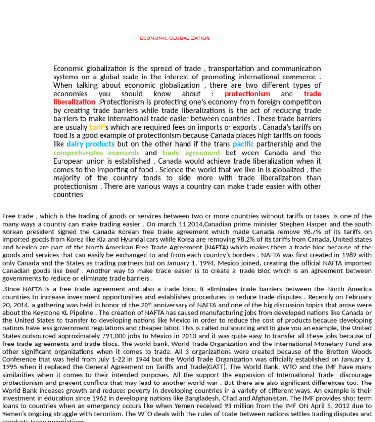 Understanding Economic Globalization | PDF | Free Trade | North ...