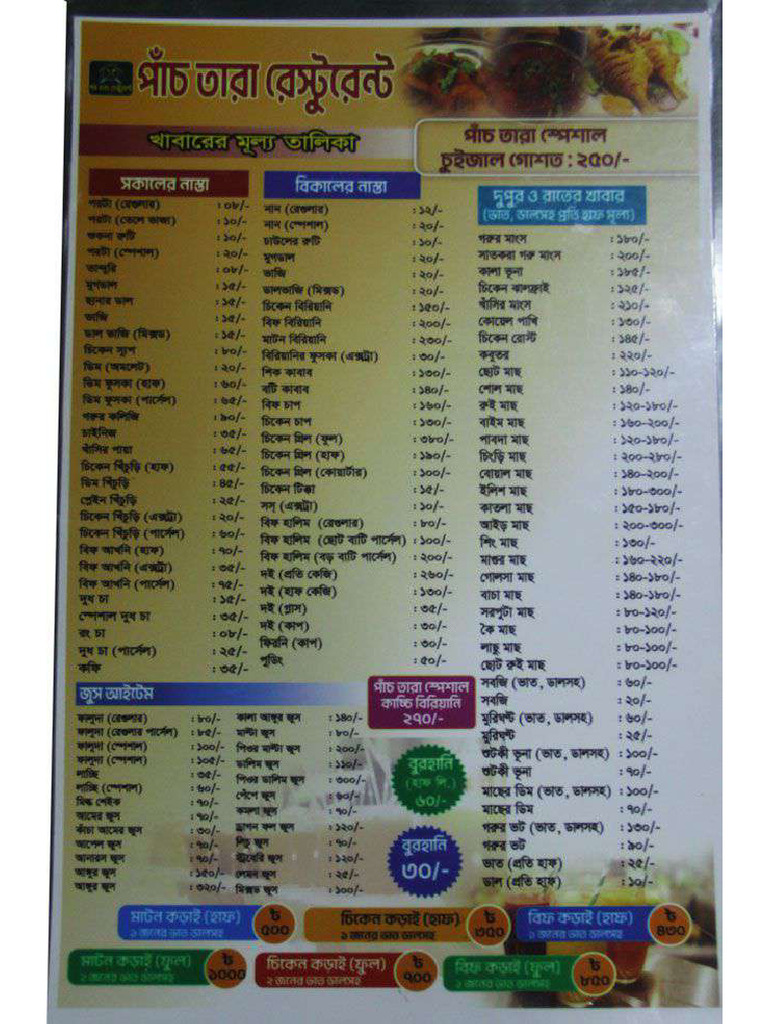 Pach Tara Restaurant Menu | PDF