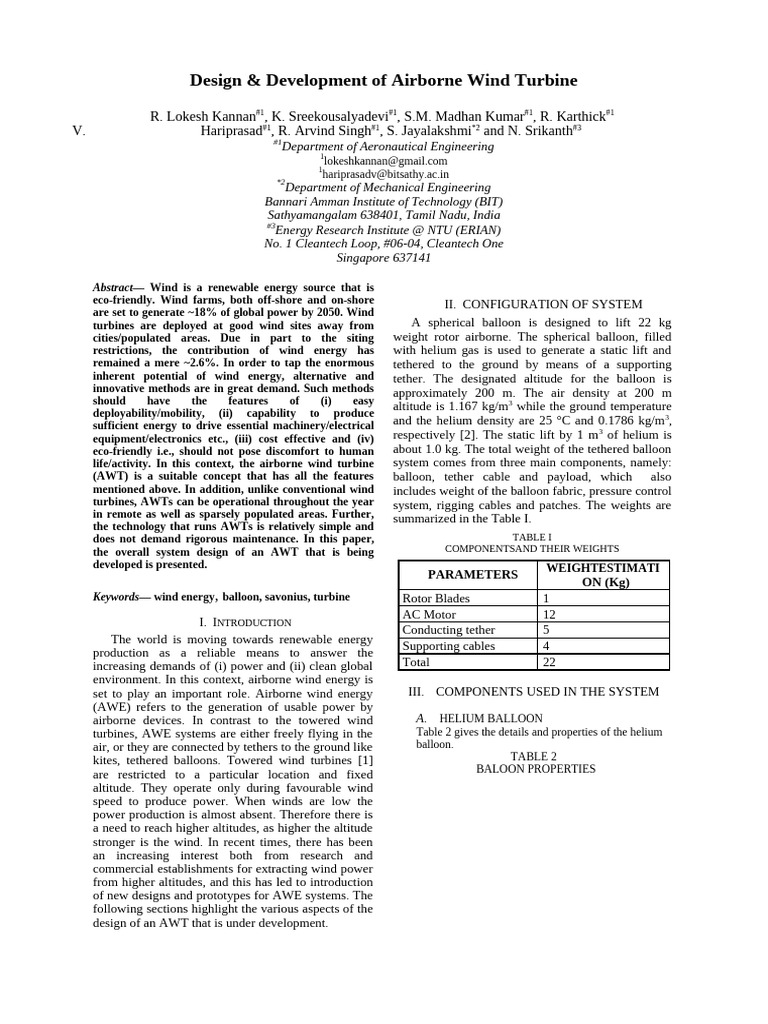 Flying Wind Turbine | PDF | Turbine | Wind Turbine