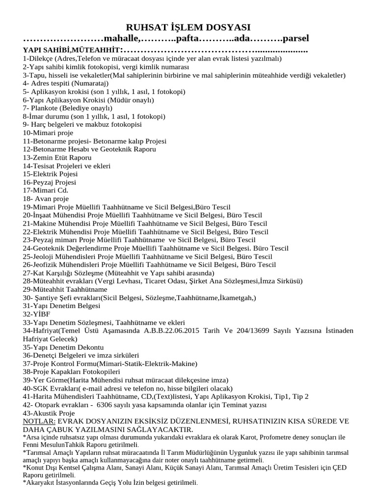 Ruhsat Evrak Kontrol Formu-Yeni | PDF