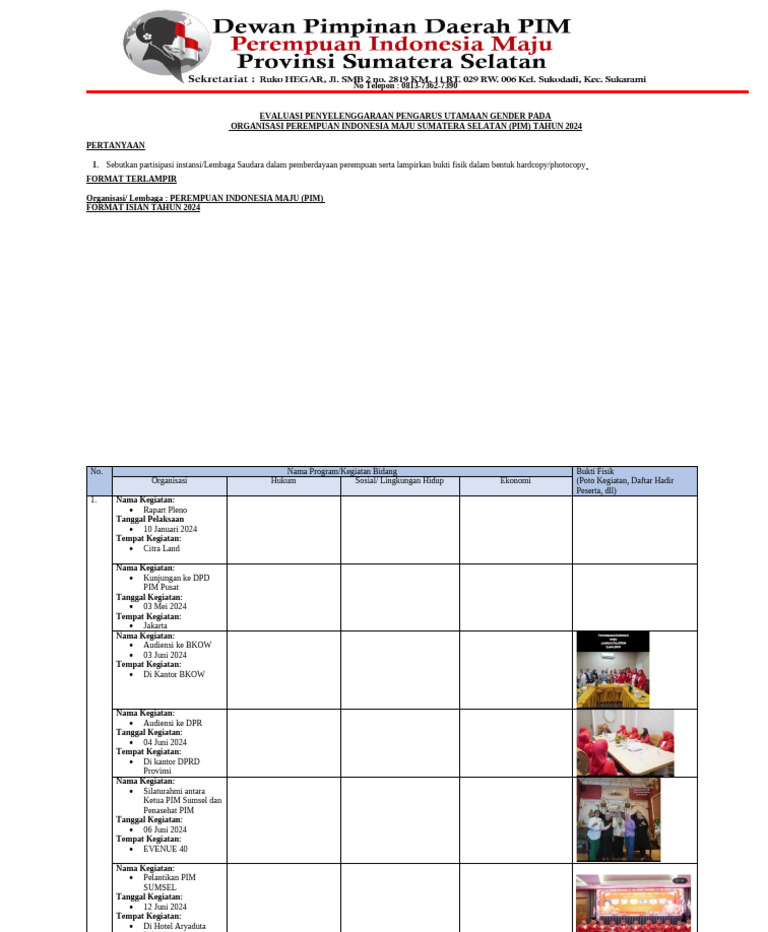 Matrix Evaluasi Dinas Pppa 2024 | PDF