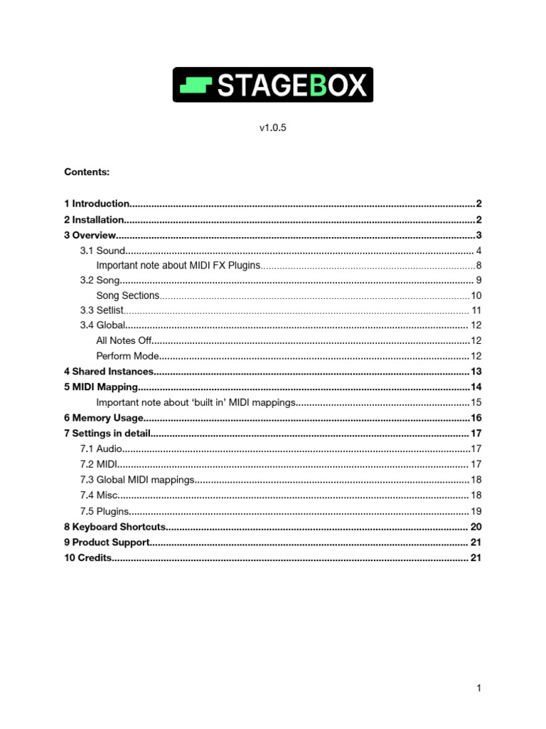 StageBox User Manual: Installation & Setup | PDF | Button (Computing ...