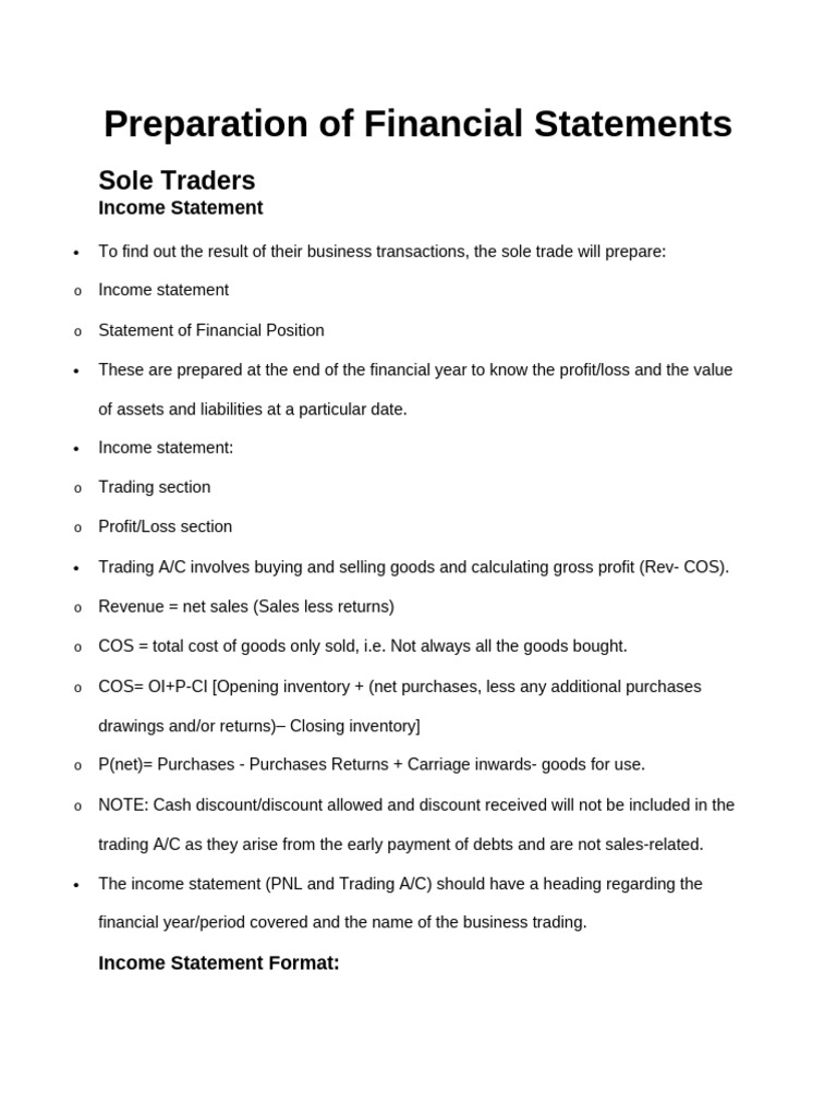 Preparation of Financial Statements ZNOTES | PDF | Dividend | Balance Sheet