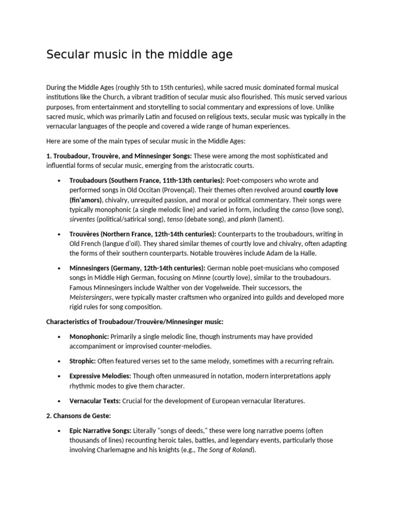 Secular Music in the Middle Ages | PDF | Songs | Rhythm