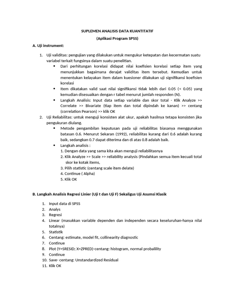 Uji Dalam Kuantitatif-Praktek SPSS | PDF