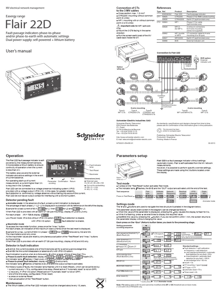 Huong Dan Su Dung Bo Bao Su Co Dau Cap Flair 22d Schneider | PDF | Ct ...