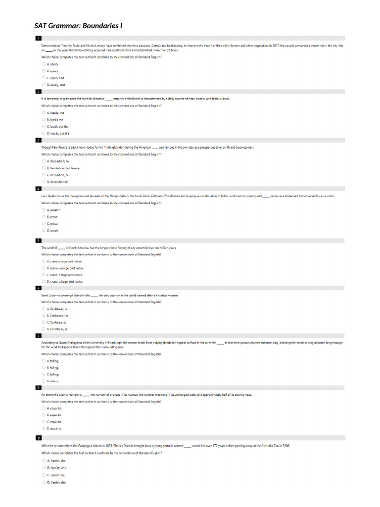 SAT (Grammar Boundaries) | PDF