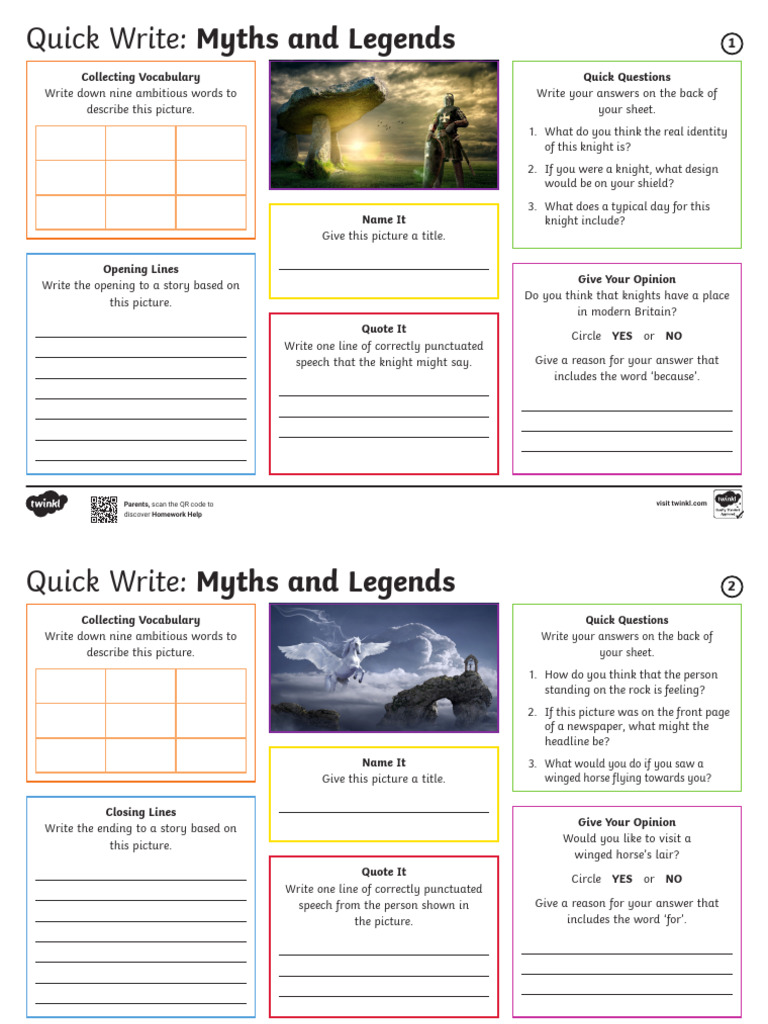 Myths and Legends Homework Activities | PDF | Mythology