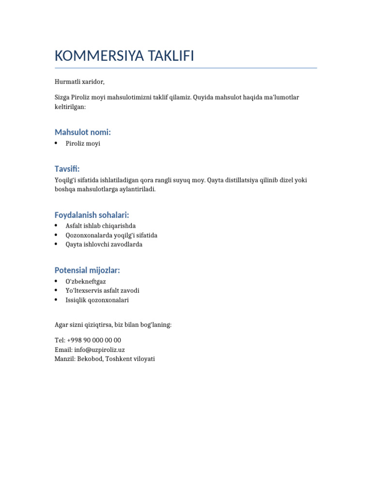 Commercial Offer Piroliz Moyi | PDF