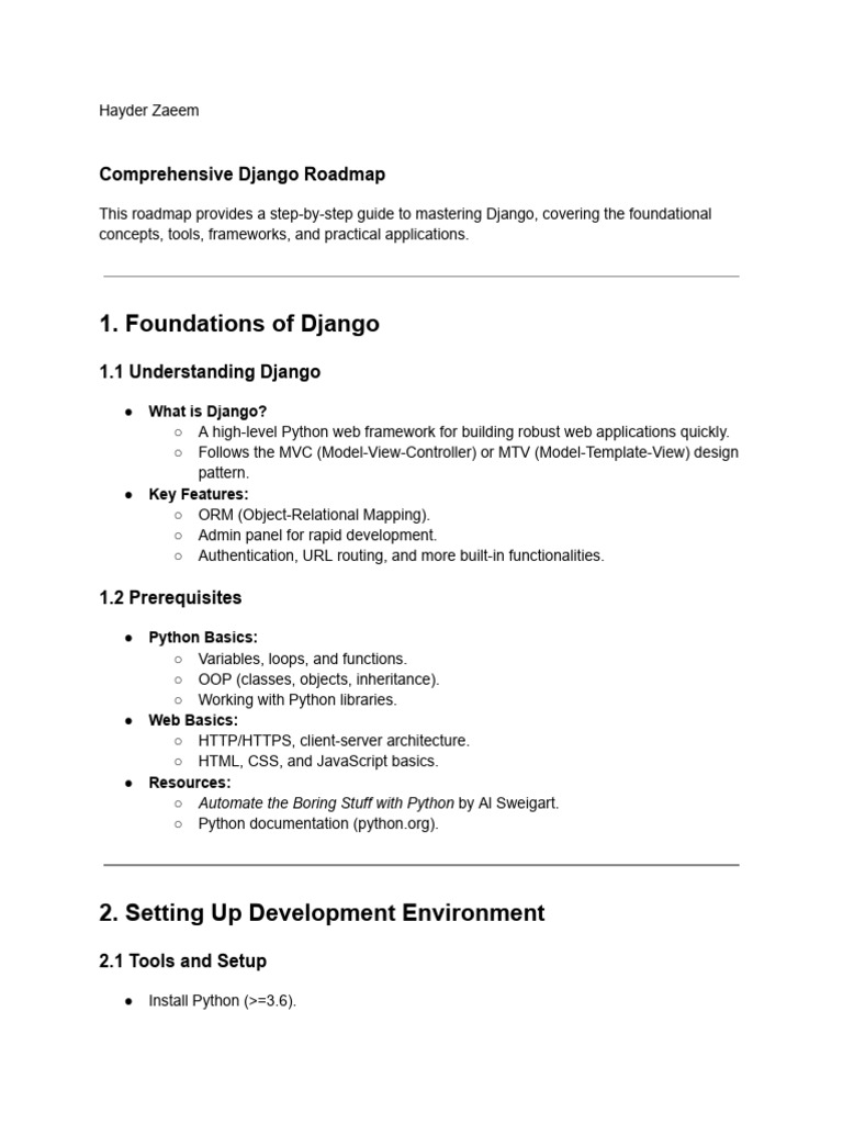 Django Roadmap 1732713090 | PDF | Model–View–Controller | Information Technology