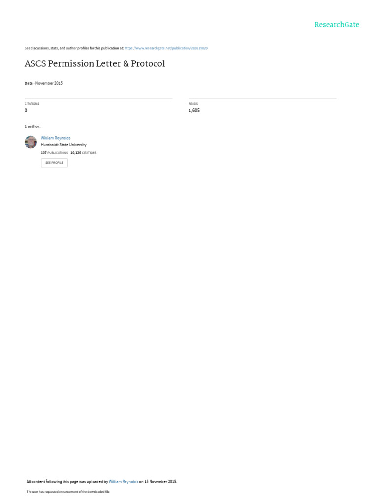 ASCS Permission Letter & Protocol | PDF