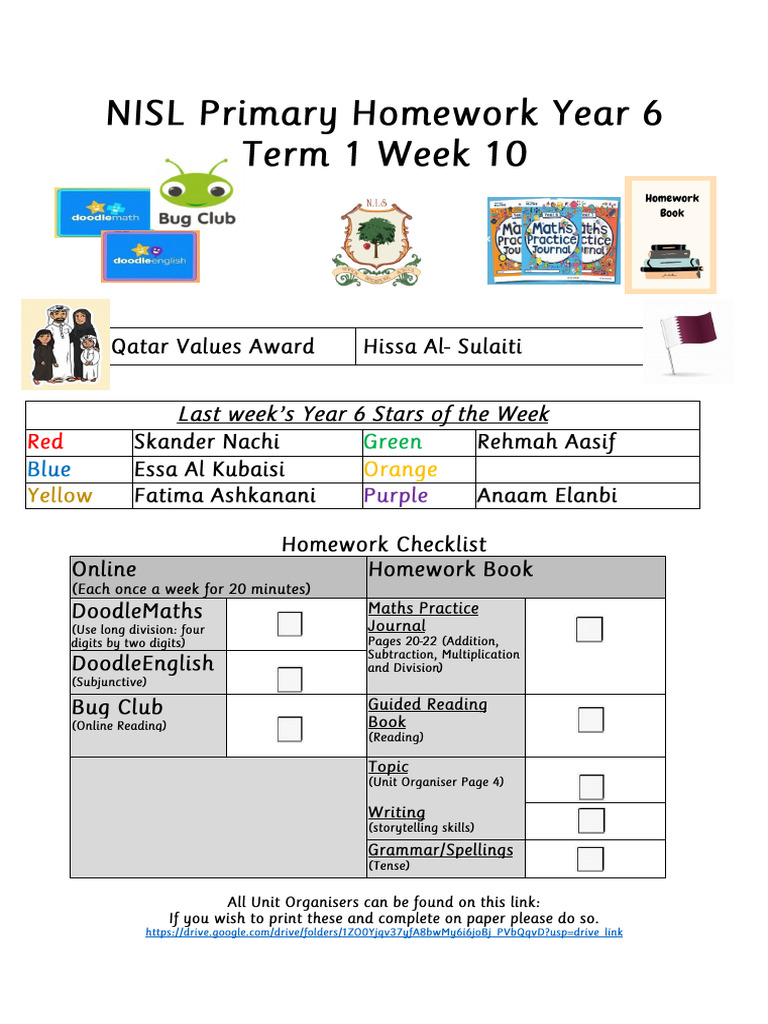 Y6 Week 10 Primary Homework | PDF