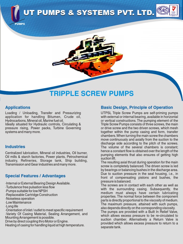 Triple Screw Pumps | PDF | Propeller | Pump