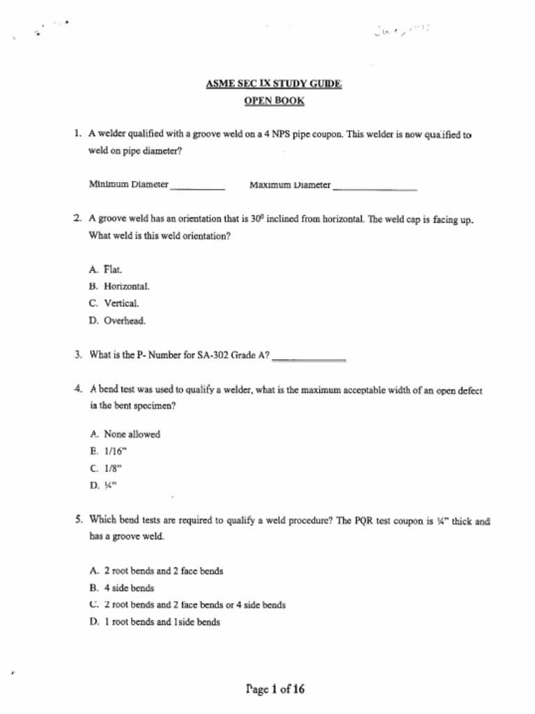 ASME IX Study Guide | PDF