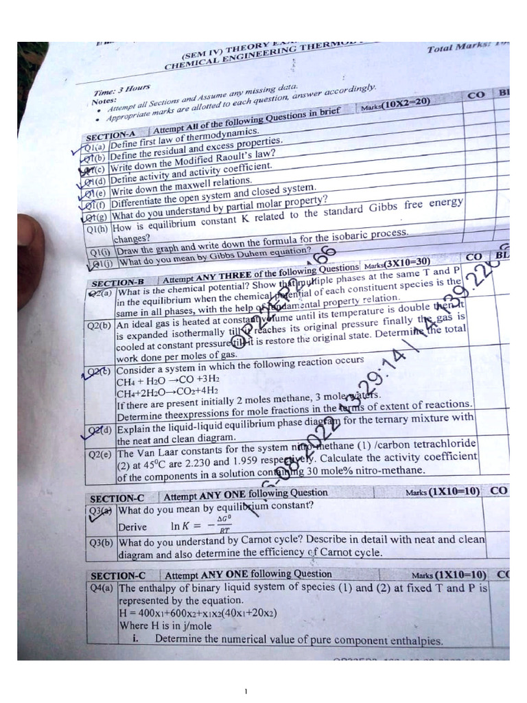 Thermodynamics Aktu Paper | PDF