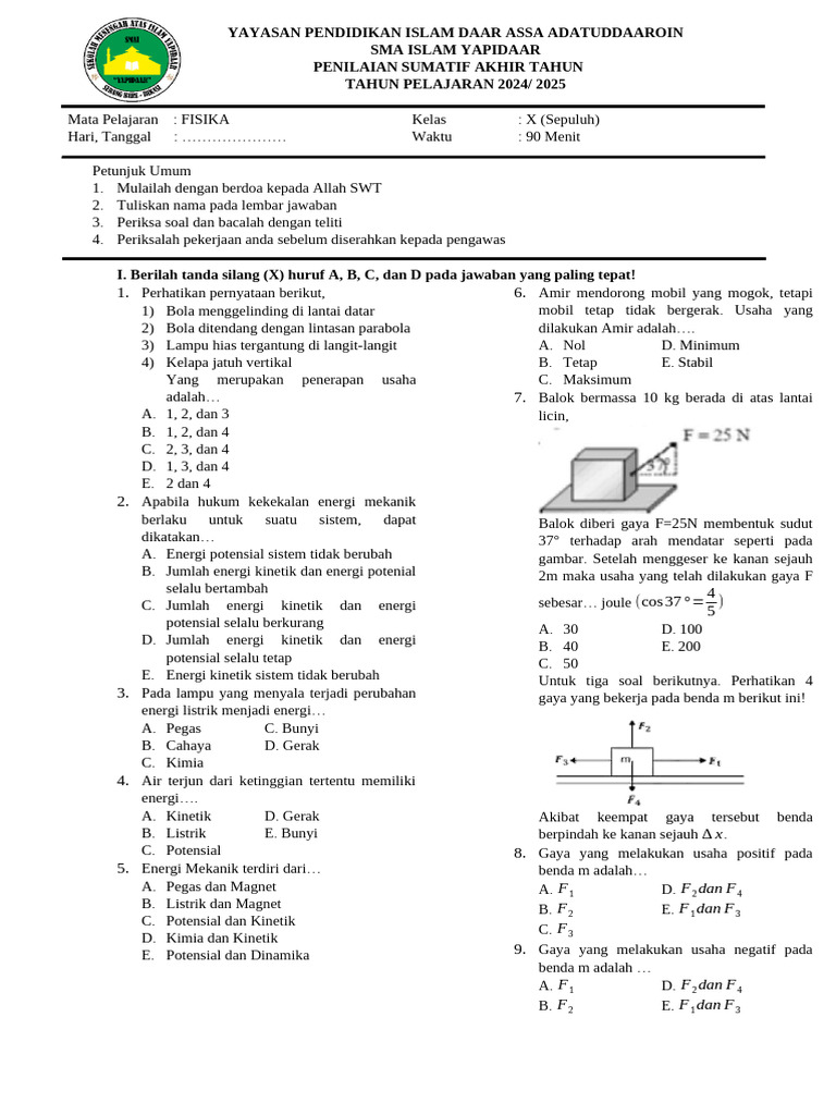 Soal Pts Fisika Kelas 10 2024-2025 | PDF