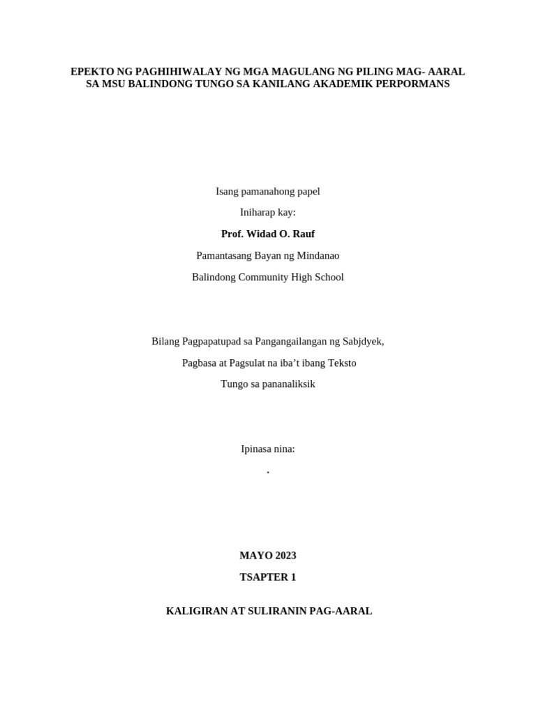 Thesis Sa Pap | PDF