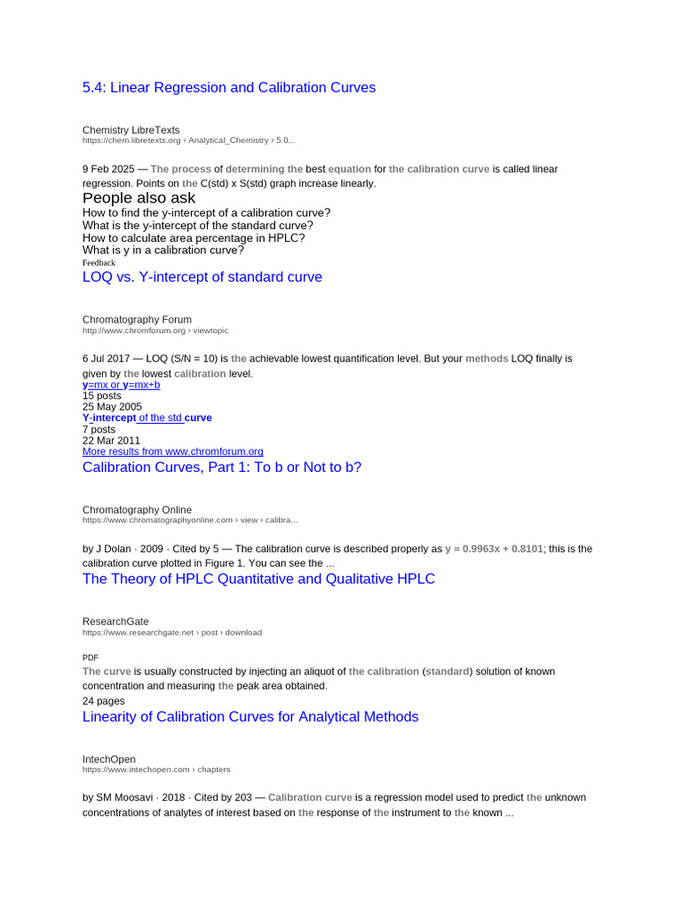 Linear Regression and Calibration Curves | PDF | Detection Limit ...