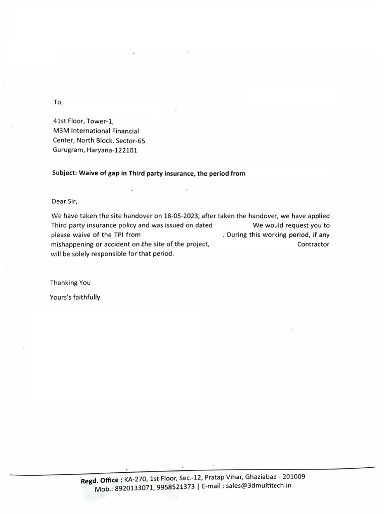 Tpi Gap Letter - 3dm | PDF