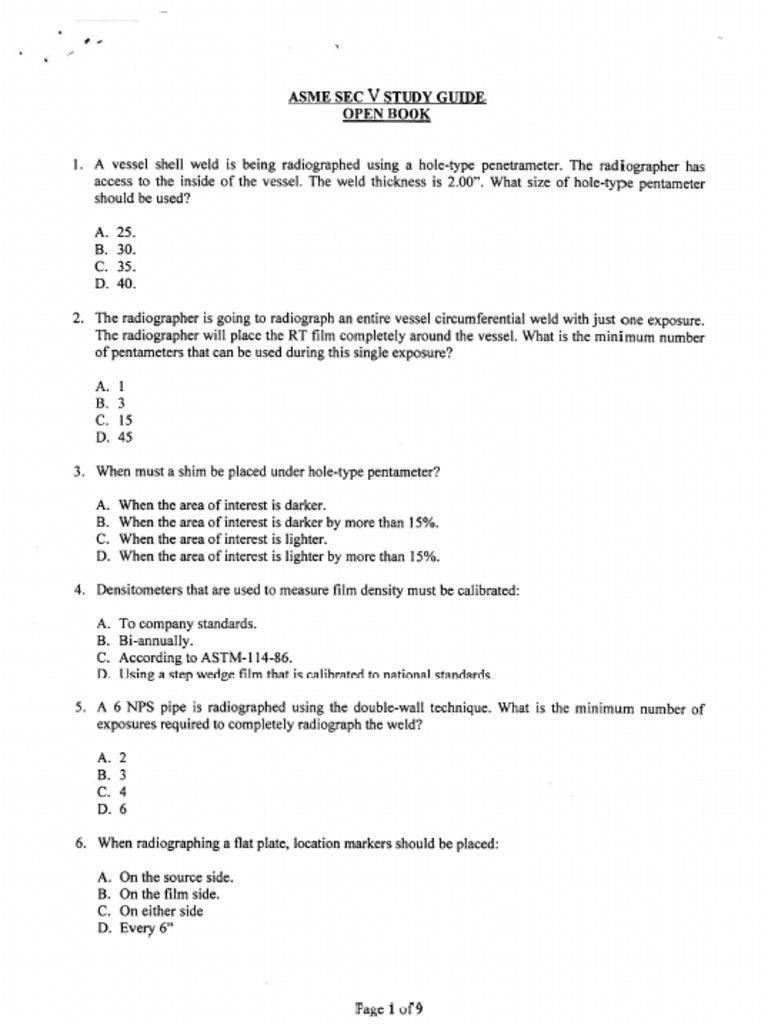 ASME V Study Guide | PDF