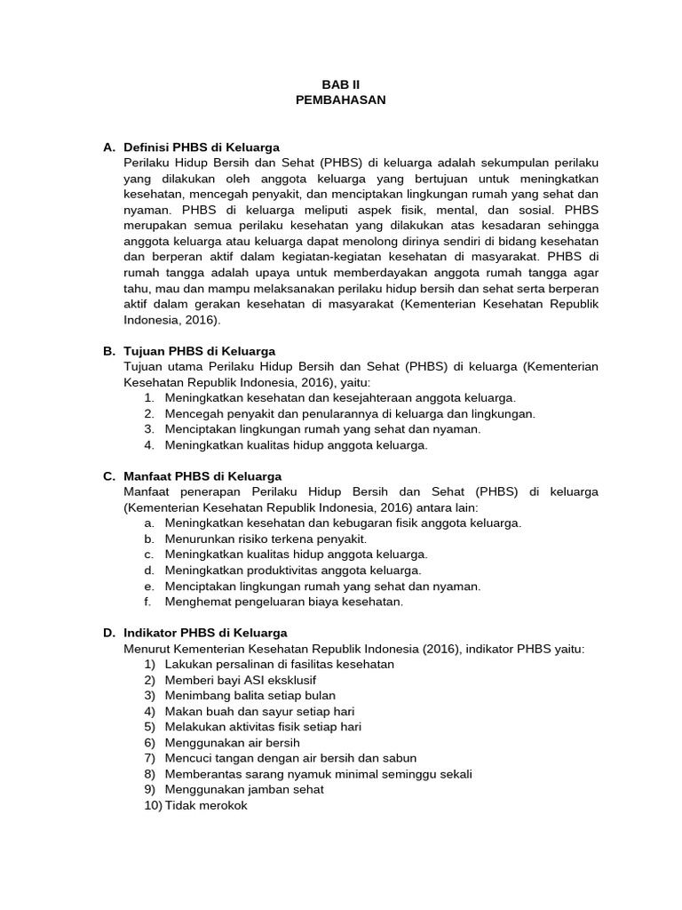 Bab II Konsep Phbs | PDF