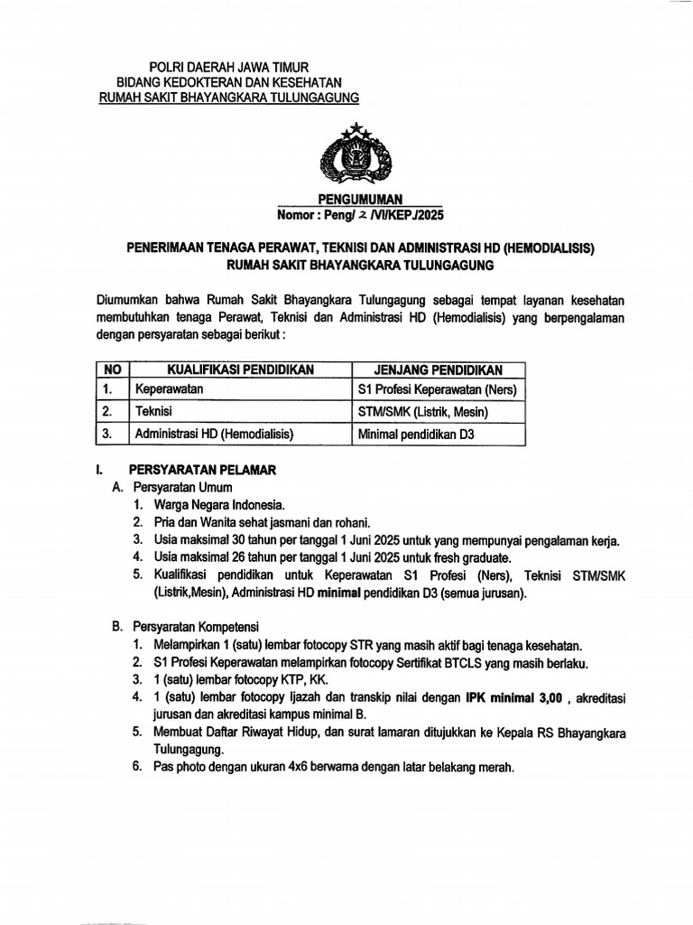 Pengumuman Rekrutmen 2025 | PDF