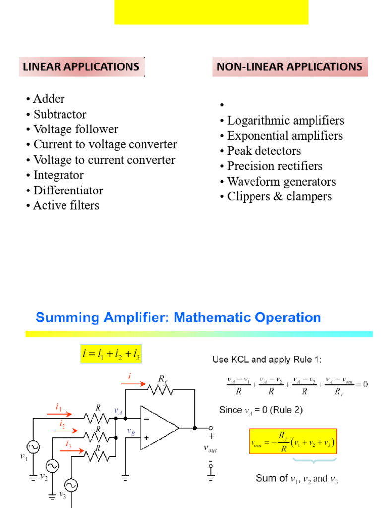 Linear & Non Linear Applications of OP-AMP | PDF