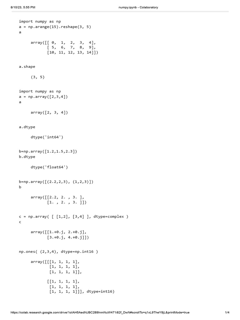 Numpy - Ipynb - Colaboratory | PDF