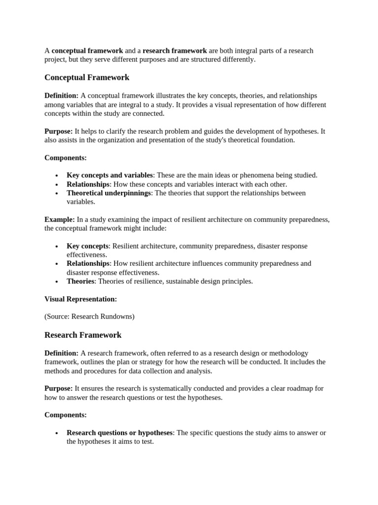 A Conceptual Framework and A Research Framework Are Both Integral Parts of A Research Project ...