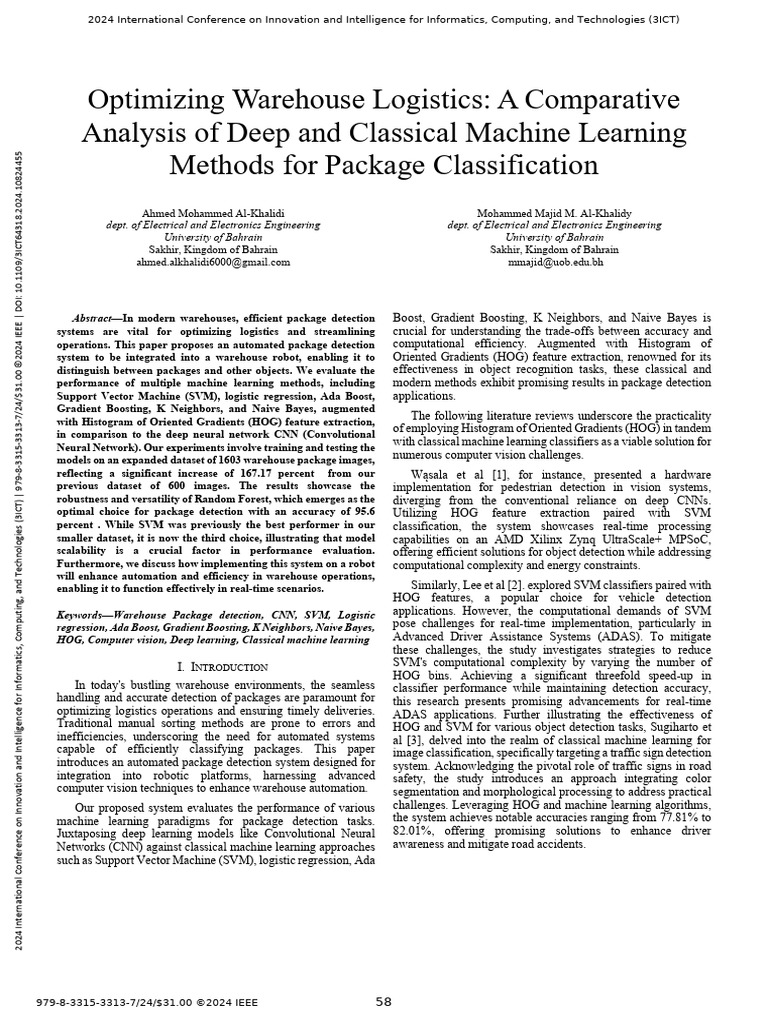 Optimizing Warehouse Logistics A Comparative Analysis of Deep and Classical Machine Learning ...
