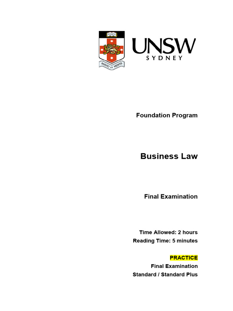 Business Law Final Exam Practice Guide | PDF | Breach Of Contract | Damages