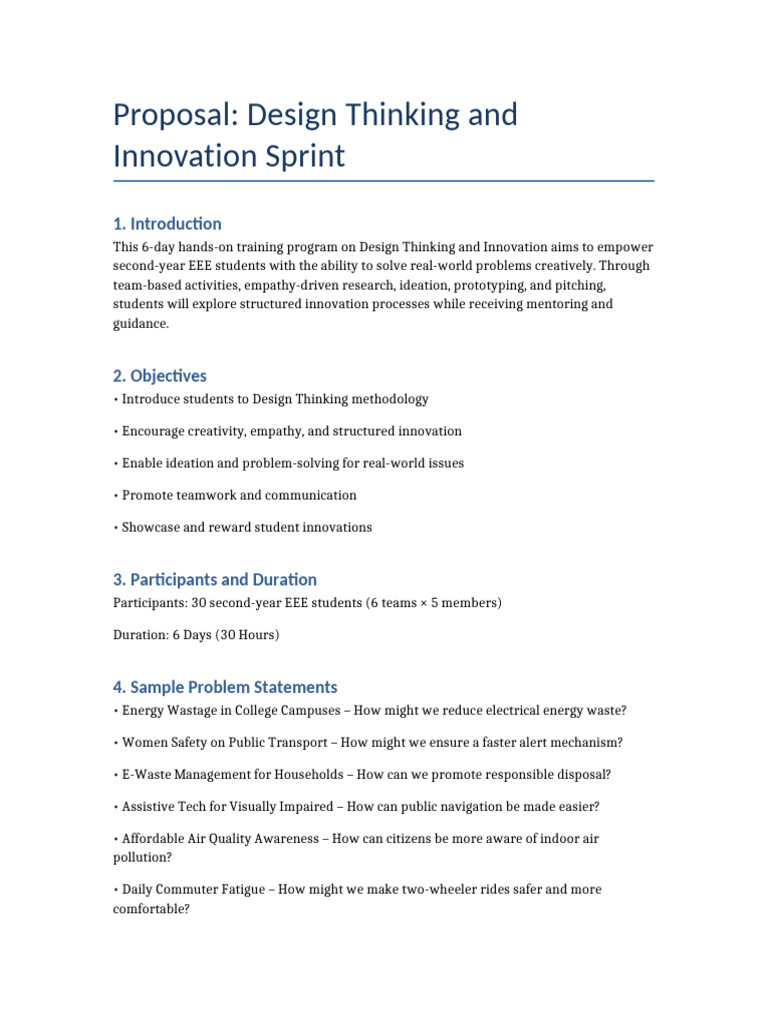 Design Thinking Innovation Sprint Proposal | PDF | Design Thinking ...