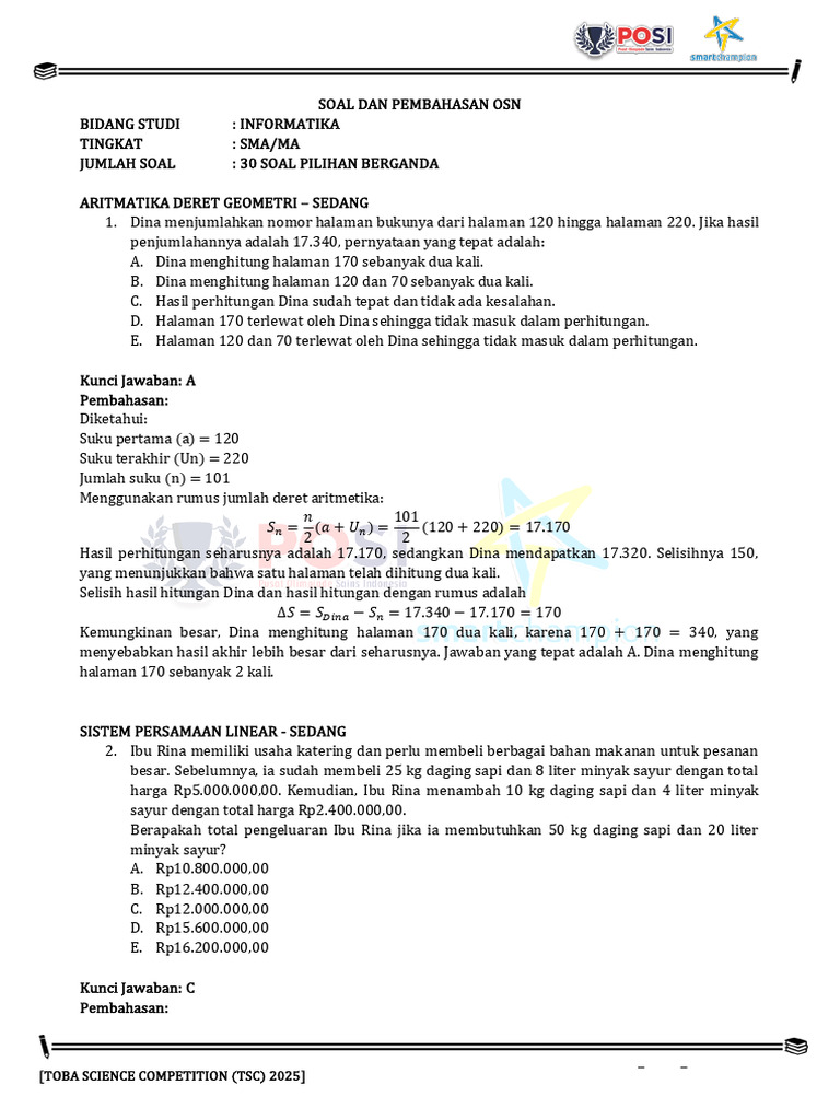 Soal OSN Informatika TSC 2025 | PDF