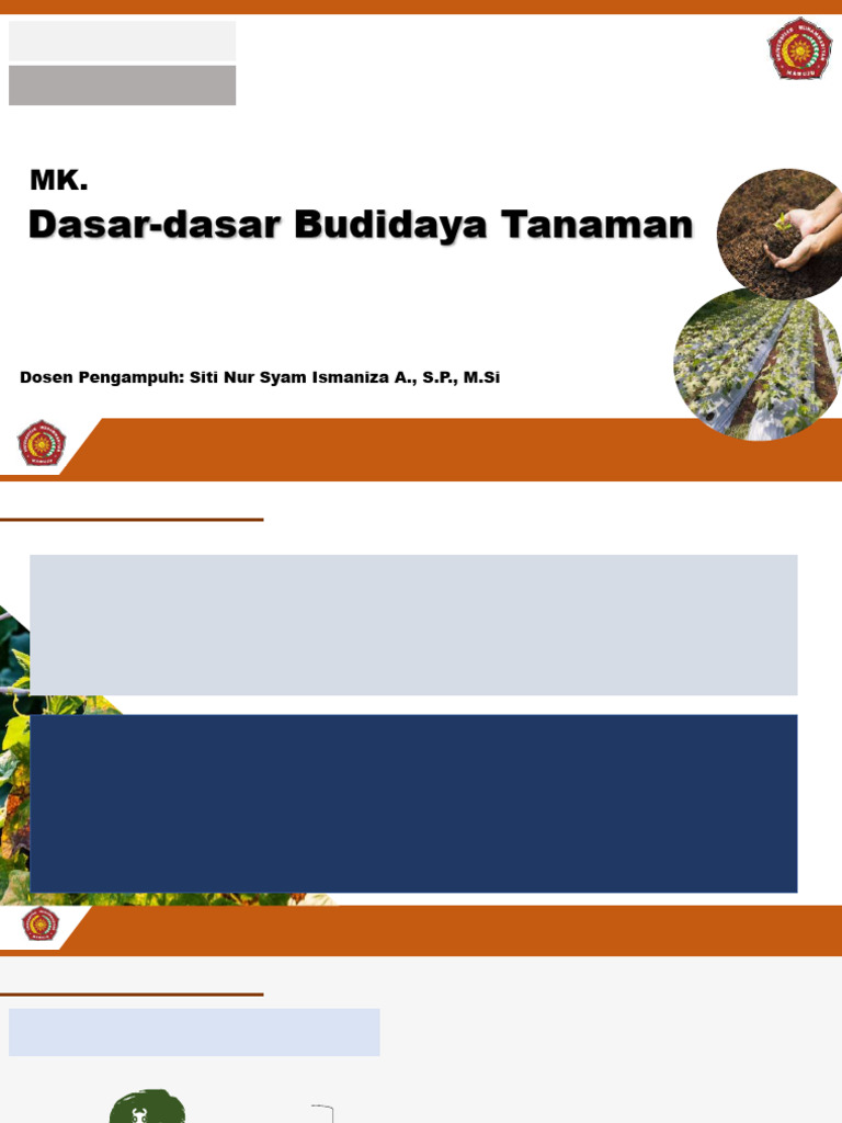 Pertemuan 12 & 13. Dasar-Dasar Budidaya Tanaman | PDF