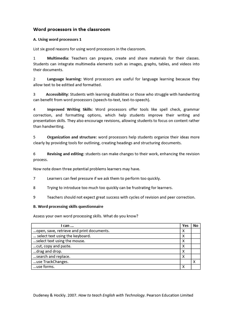 Word Processors in The Classroom | PDF | Learning | Behavior Modification