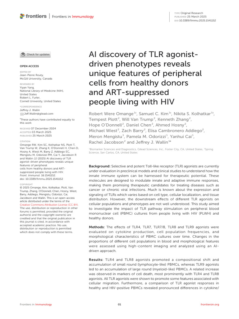 MANTIS .. AI Discovery of TLR Agonist-Driven Phenotypes Reveals Unique ...