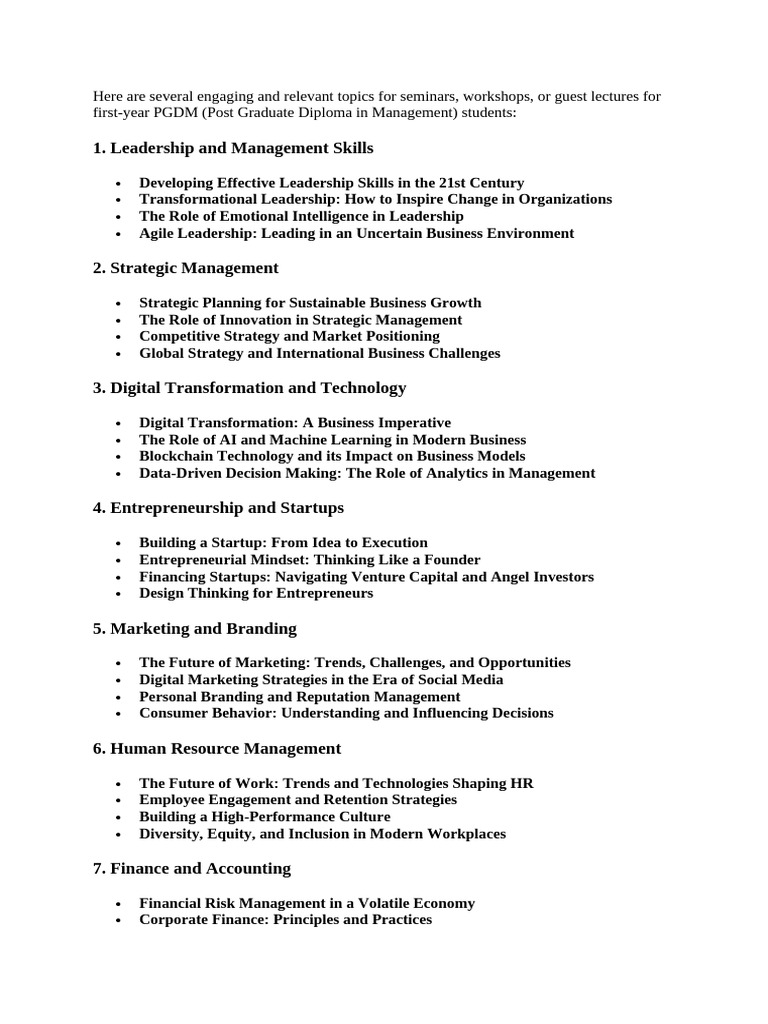 Engaging Seminar Topics for MBA Students | PDF | Entrepreneurship ...