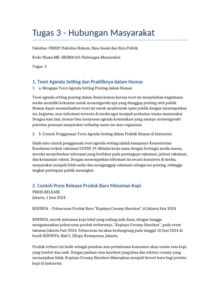 Teori Agenda Setting dalam Humas | PDF