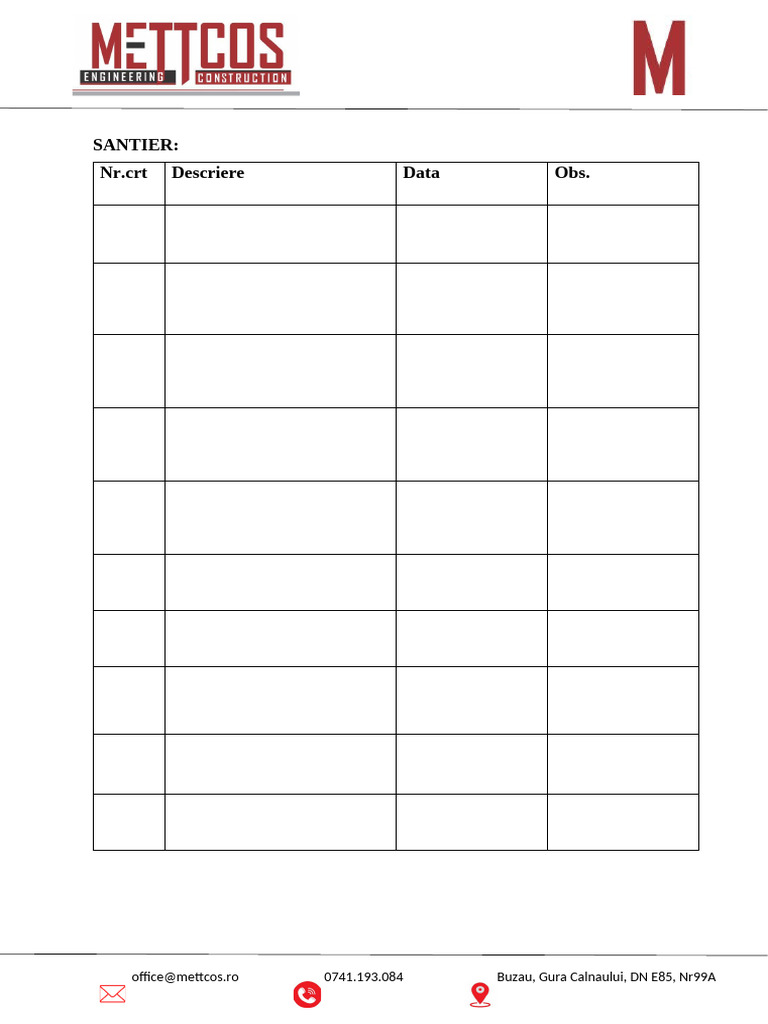 Model Fisa Santier | PDF