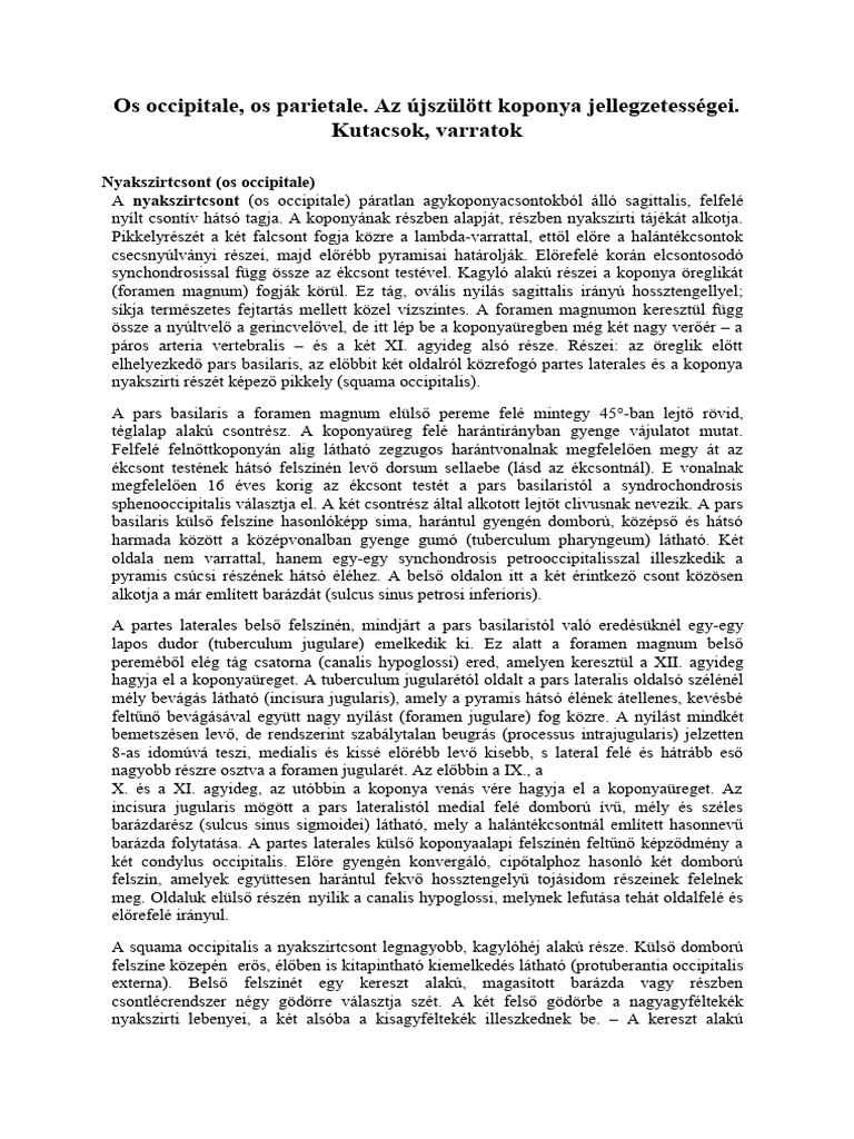 7 Os Occipitale, Os Parietale Az Újszülött Kopon - 250605 - 082917 | PDF