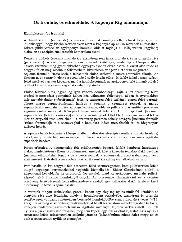 6 Os Frontale, Os Ethmoidale A Koponya Rtg-Anató - 250605 - 082918 | PDF